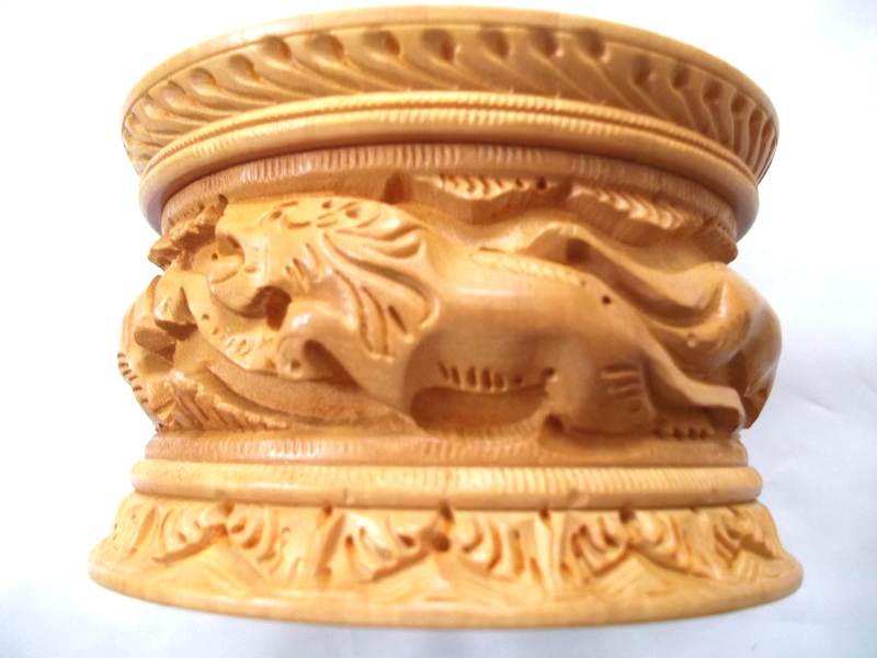 Wooden Round Carved Box – 4 Inches | My Handicrafts. Hand crafted wood ...